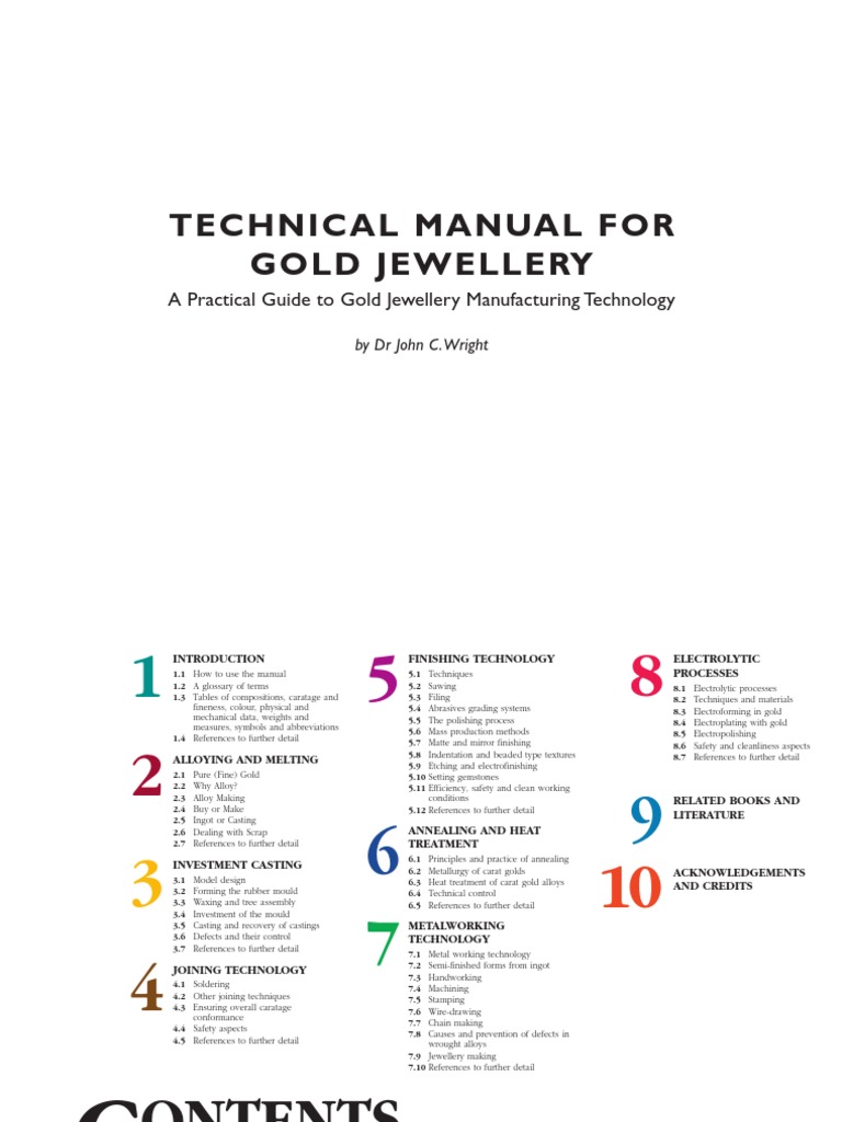 WOR8296 Technical Manual Gold Jewellery | PDF | Casting (Metalworking) | Heat Treating