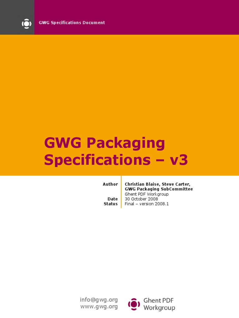 GWG Packaging Specifications v3 | PDF | Computing | Printing