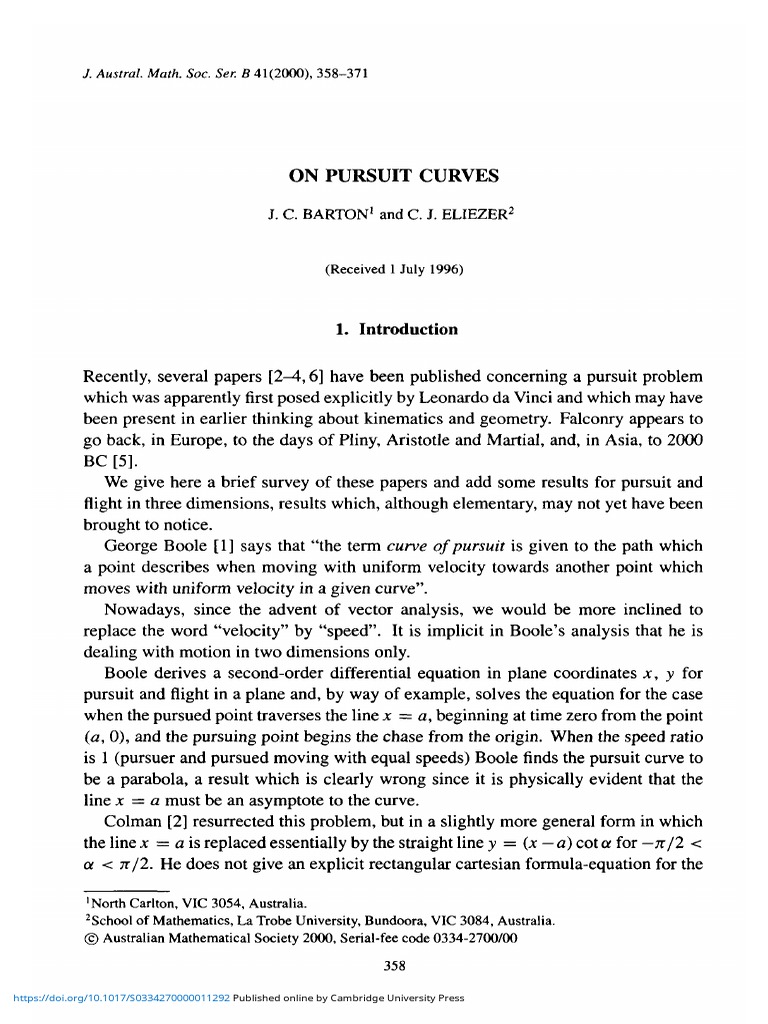 On Pursuit Curves | PDF