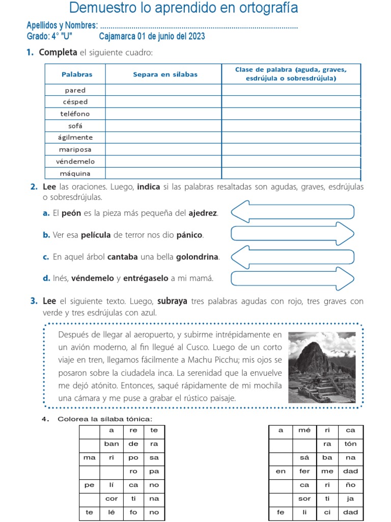 FA - Palabras Agudas, Graves, Esdrújulas y Sobresdrújulas | PDF | Voz ...