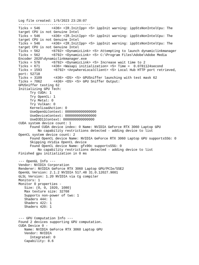 Adobe Media Encoder Log Pdf Graphics Processing Unit Computing