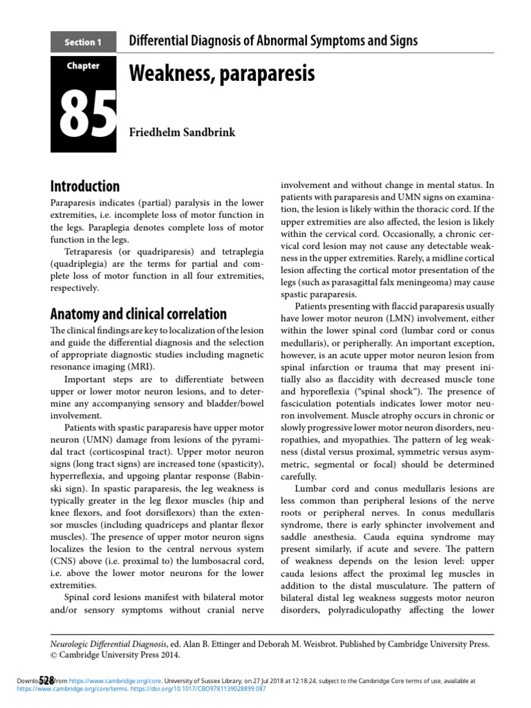 Paraparesis | PDF