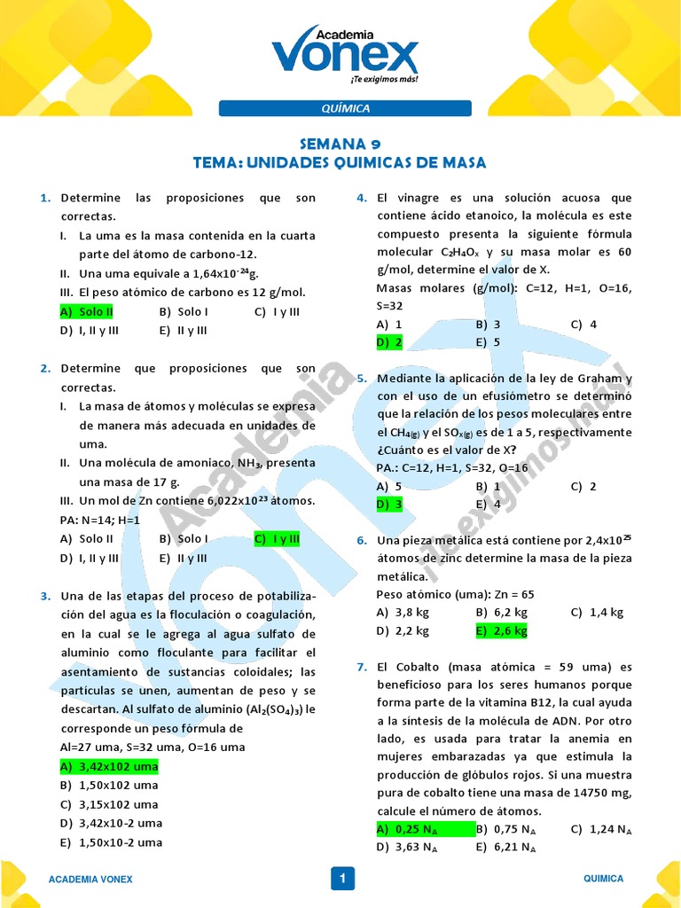 Sa SM Qu 23 II VC s9 Claves | PDF | Mole (Unidad) | Fertilizante