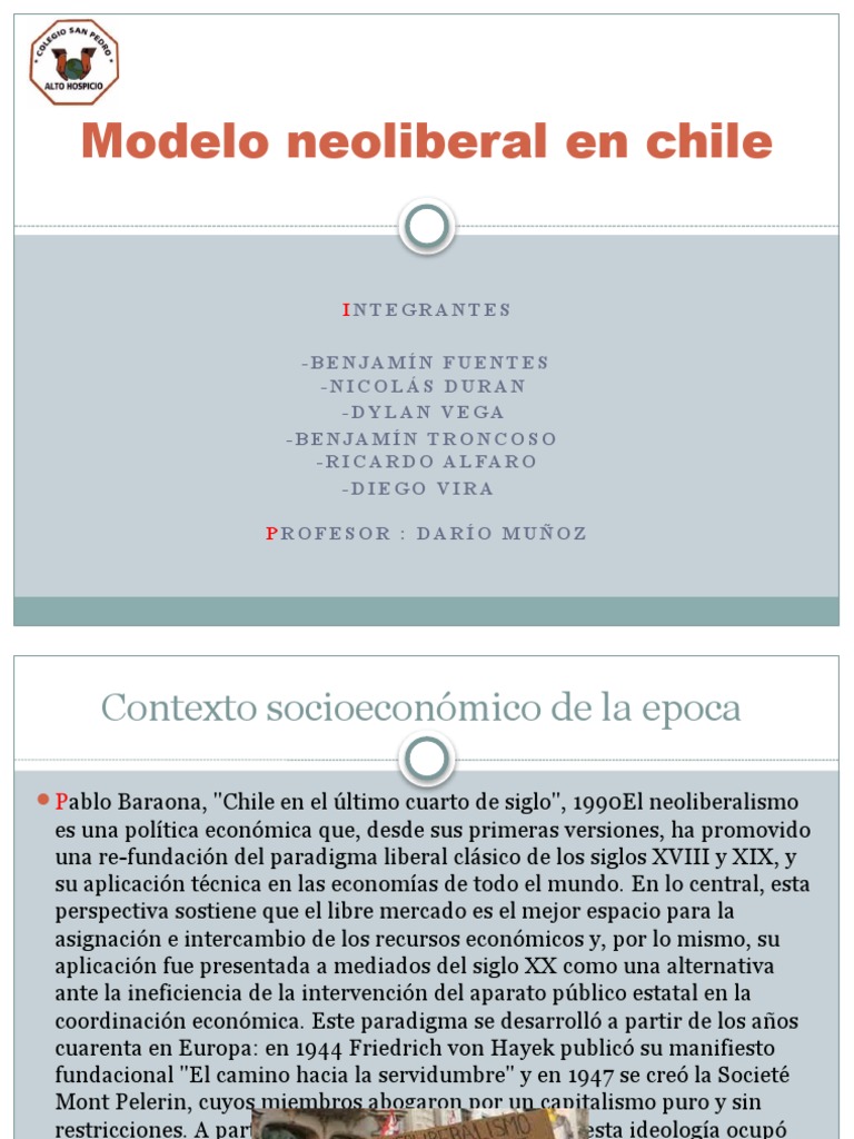 Modelo Neoliberal en Chile | PDF | Neoliberalismo | Ideologías económicas
