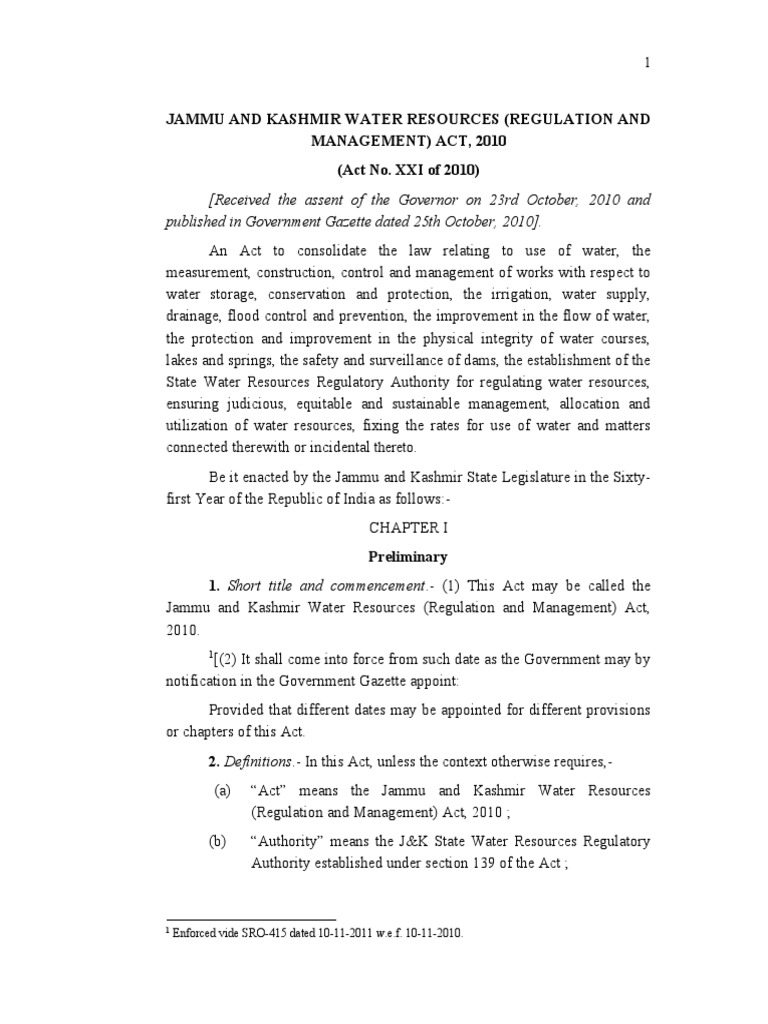 Sec 4 Water - Resources - (Regulation - and - Management) - Act, - 2010 ...