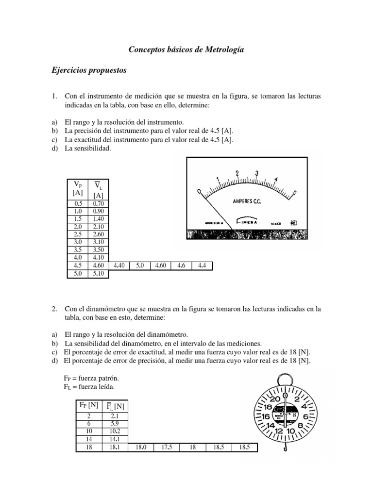 Ejercicios de Metrología: Instrumentos y Mediciones | PDF | Medición | Calibración