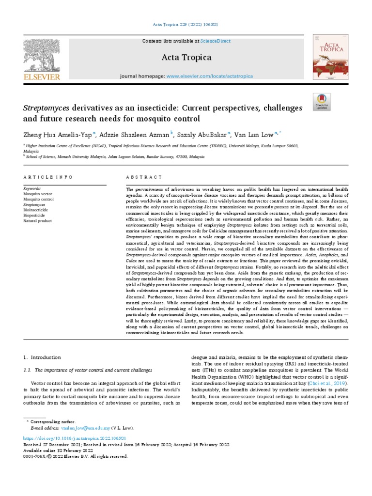 Streptomyc. Como Insectic. 2022 | PDF | Natural Products | Malaria
