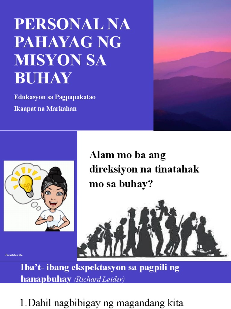 Esp - Personal Na Pahayag NG Misyon Sa Buhay | PDF Esp - Personal Na Pahayag NG Misyon Sa Buhay | PDF