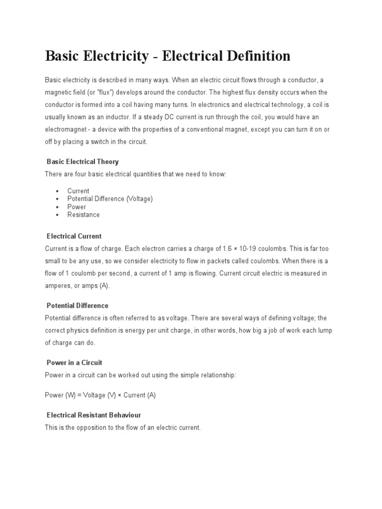 2 Basic Electricity | PDF | Alternating Current | Direct Current
