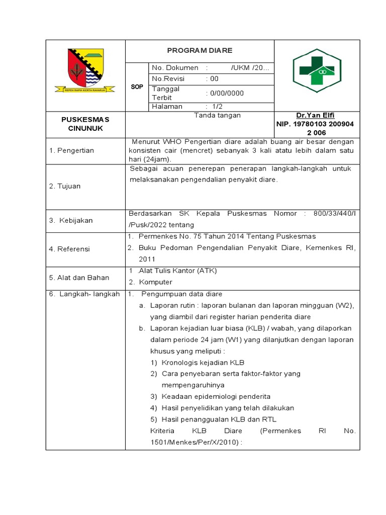 SOP Program Diare | PDF