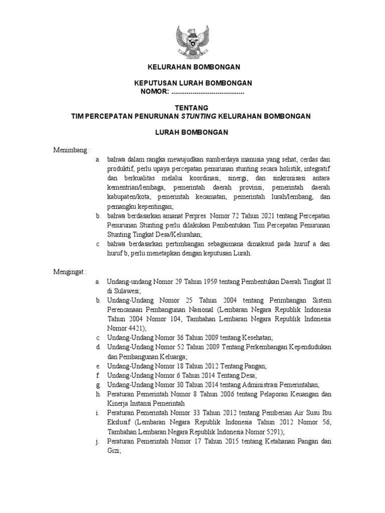 Tim Penurunan Stunting Bombongan | PDF