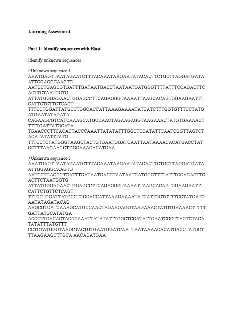 BLAST and Multiple Sequence Alignment of NCBI 1 | PDF | Sequence ...