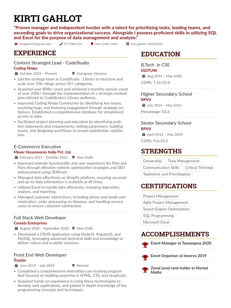 Kirti Resume | Download Free PDF | World Wide Web | Internet & Web