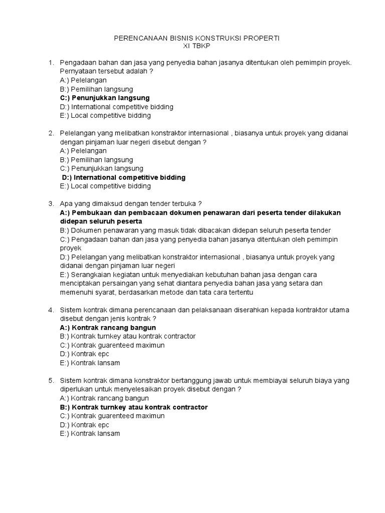 Perencanaan Bisnis Konstruksi Properti Xi Bkp | PDF