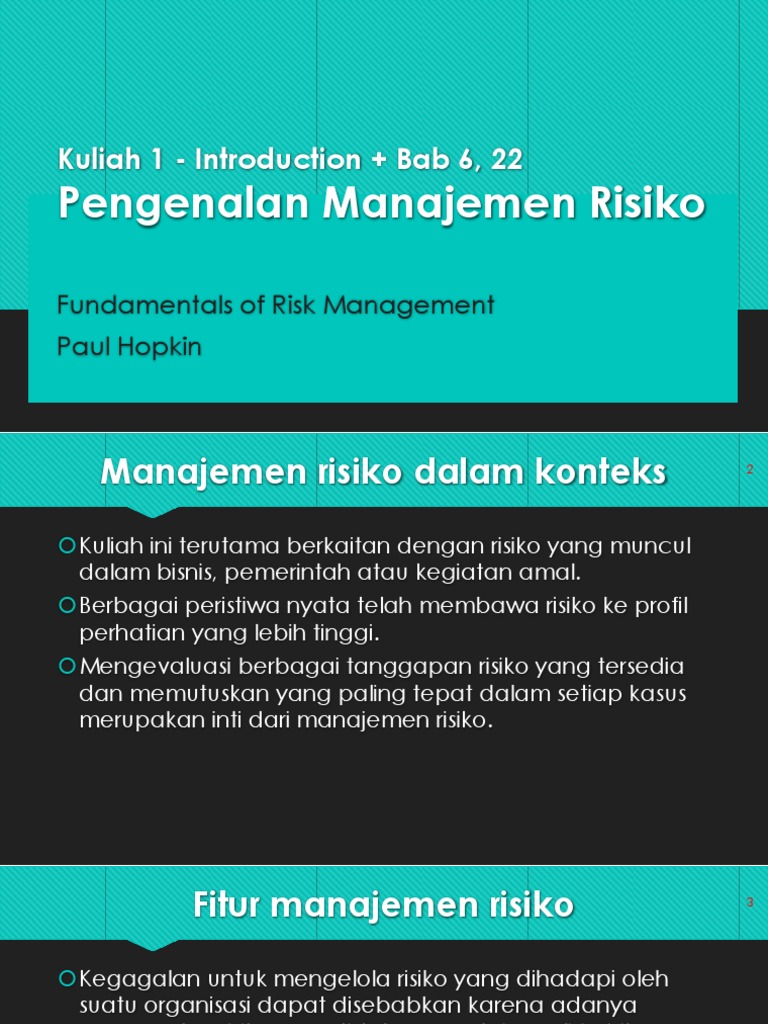 RiskMan Hopkin Kuliah 01 Mhs | PDF | Bisnis