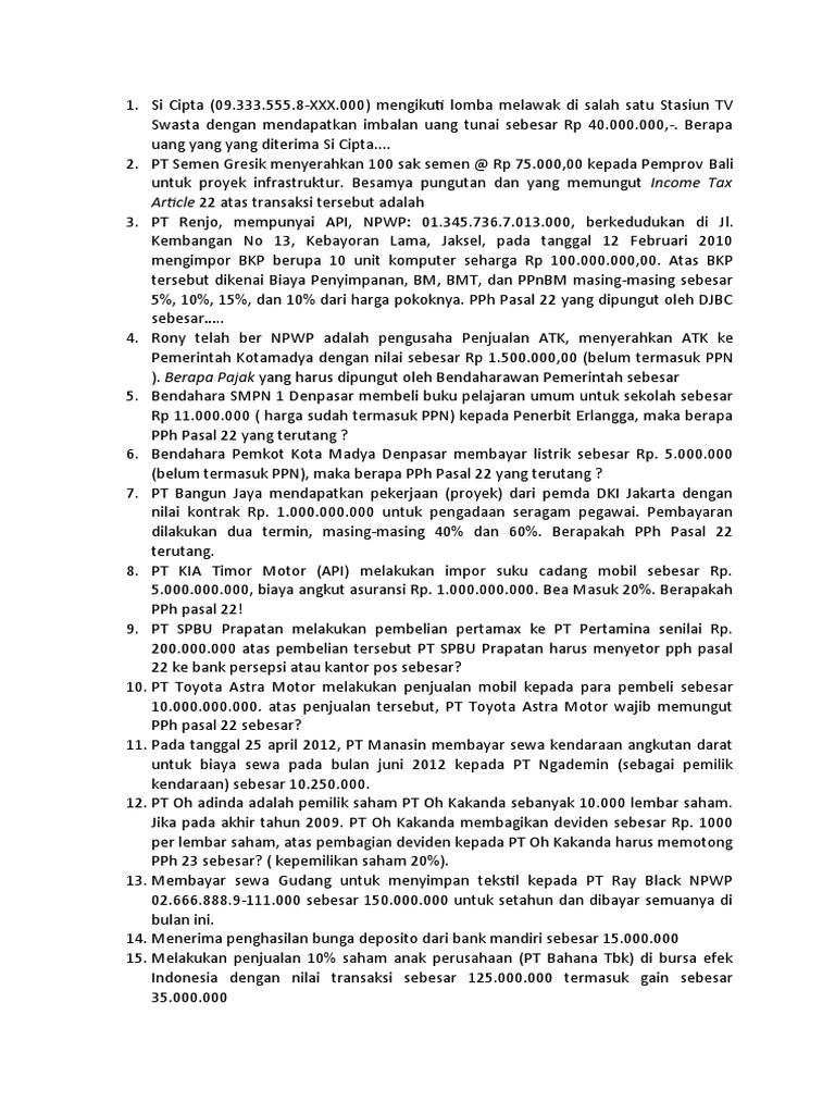 Soal PPH 21, 22, 23, 4 | PDF