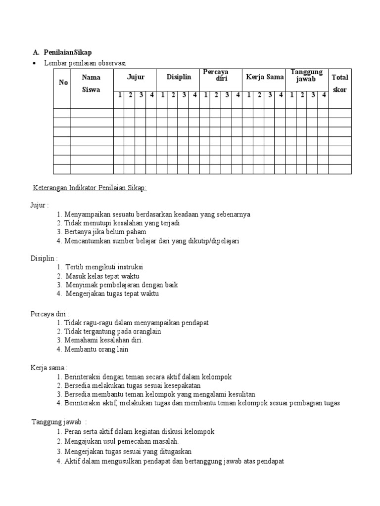Penilaian RPP 2 | PDF