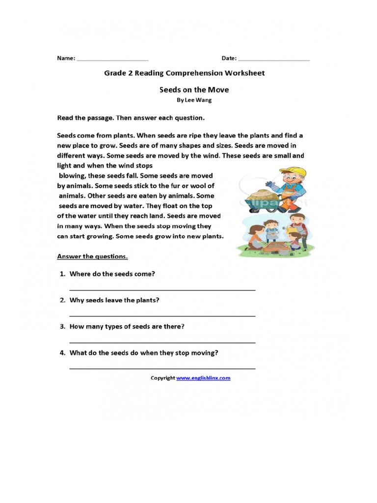 Worksheet Grade Reading Comprehension Seeds On Move Second | PDF