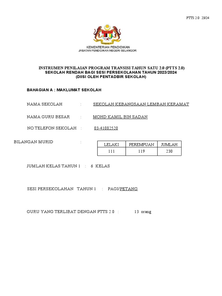7.instrumen Penilaian Ptts 2.0 2023 | PDF