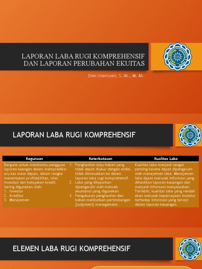 Laporan Laba Rugi Komprehensif Dan Laporan Perubahan Ekuitas | PDF