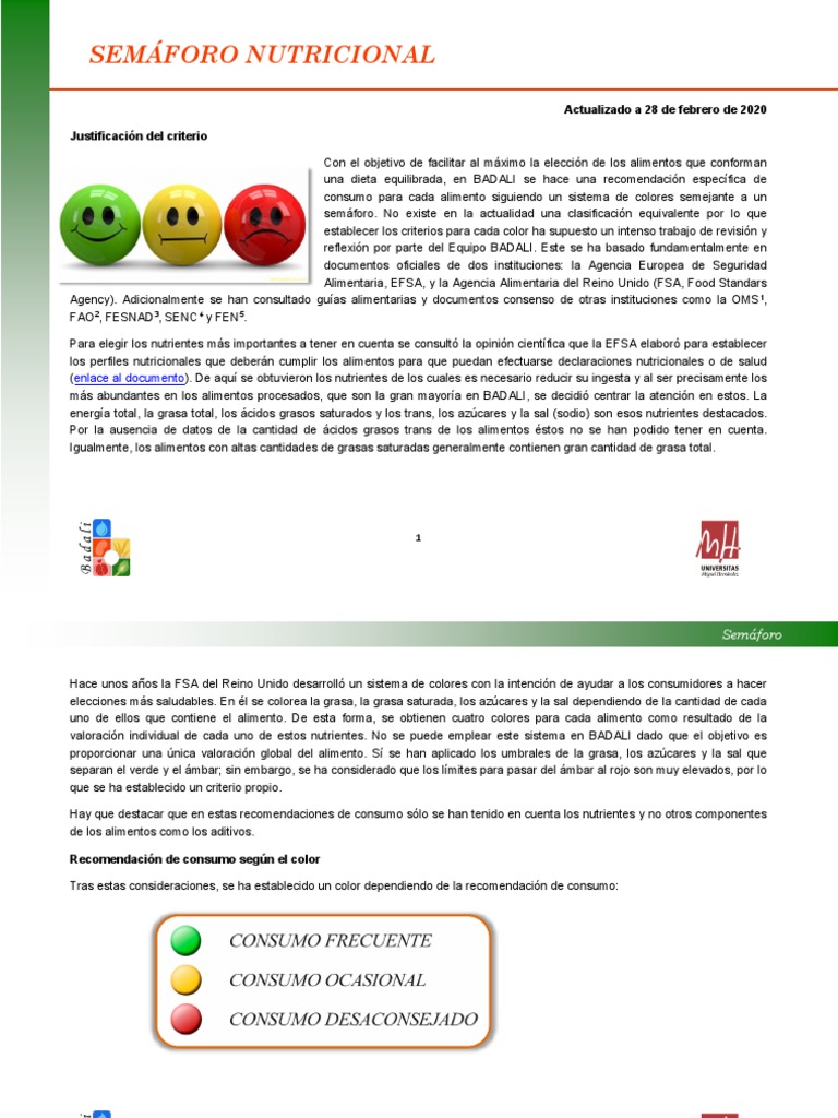 Semaforo Nutricional | PDF | Alimentos | sal
