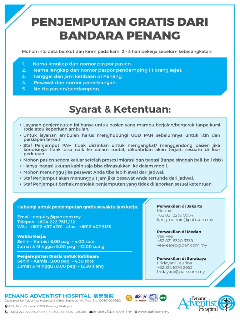 Penjemputan Gratis Pasien di Penang | PDF