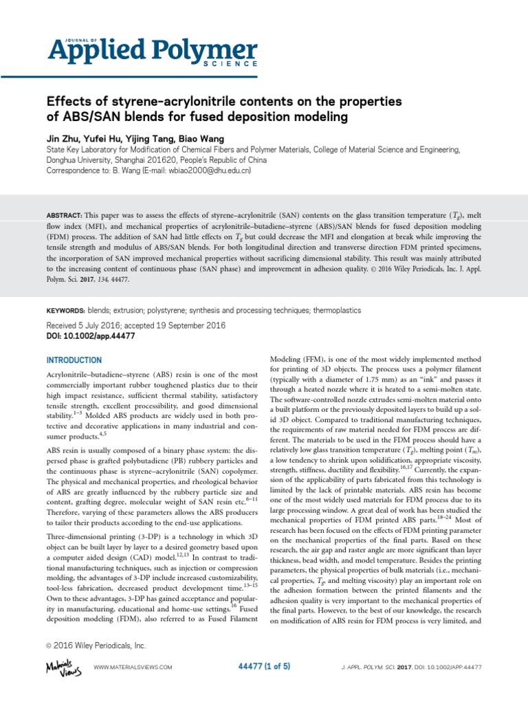J of Applied Polymer Sci - 2016 - Zhu - Effects of Styrene ...