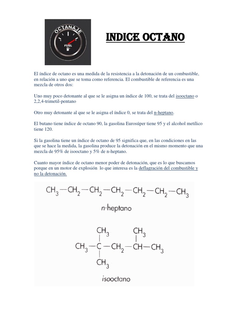Qué es el índice de octano y su importancia | PDF | Gasolina | Energía ...