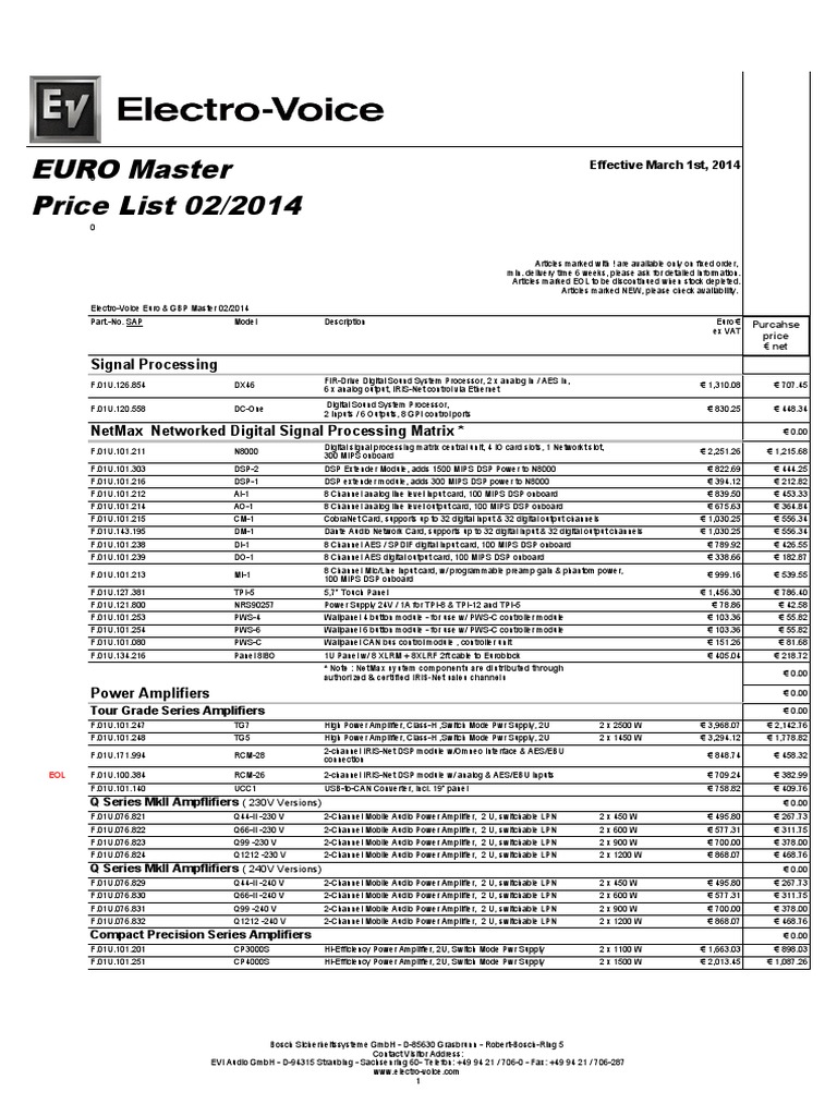 EV Euro Master (BOSCH) | PDF | Digital Signal Processing | Amplifier