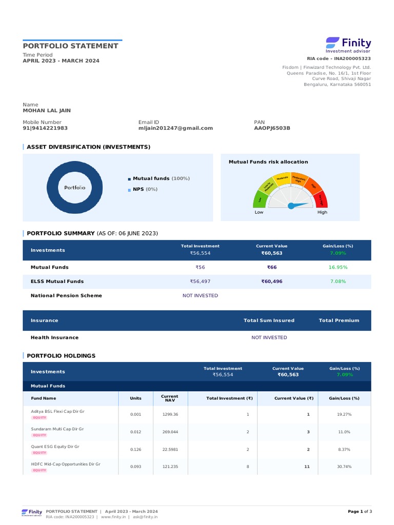 Portfolio Statement-1 | PDF