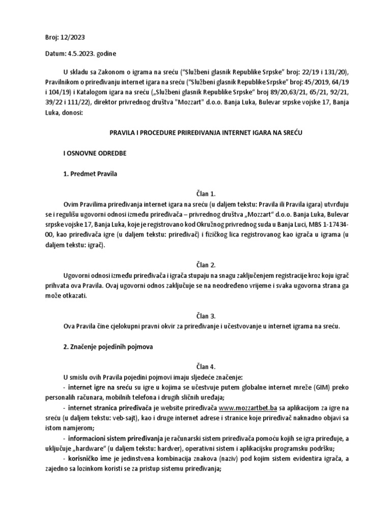 Opsta Pravila Internet Igara 04 05 23 | PDF
