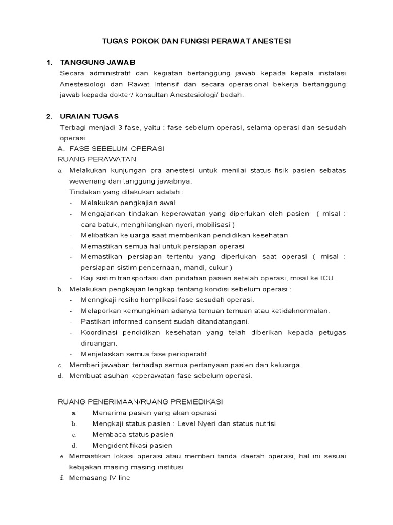 Tupoksi Perawat RR | PDF