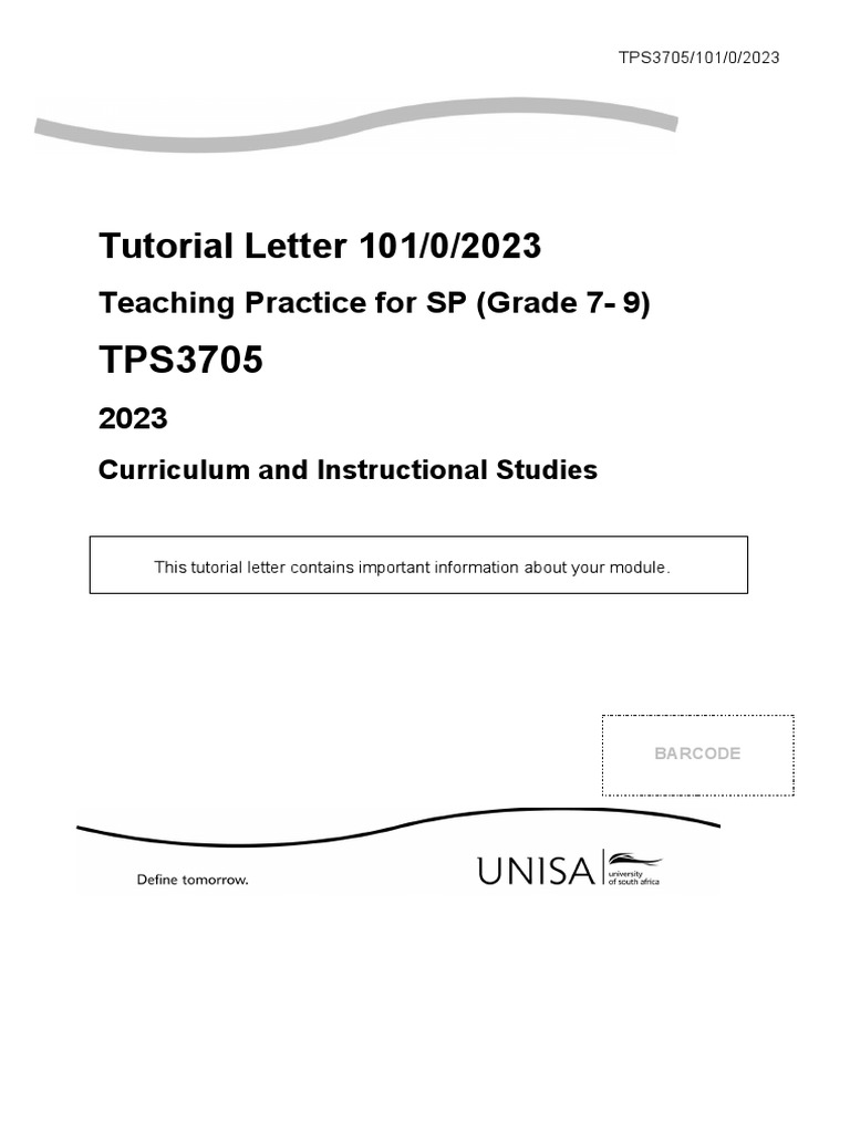 TPS3705 Tutorial Letter 101 - 2023 | PDF