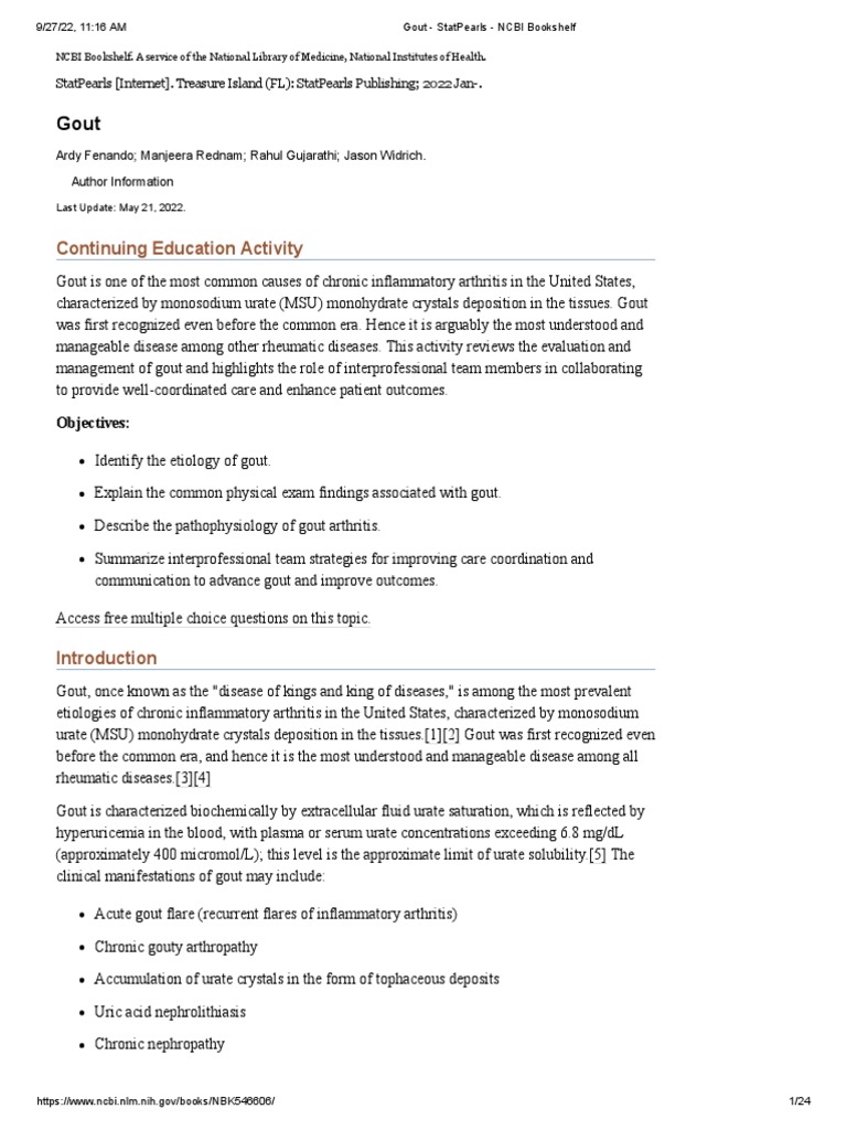 Gout Management and Pathophysiology | PDF