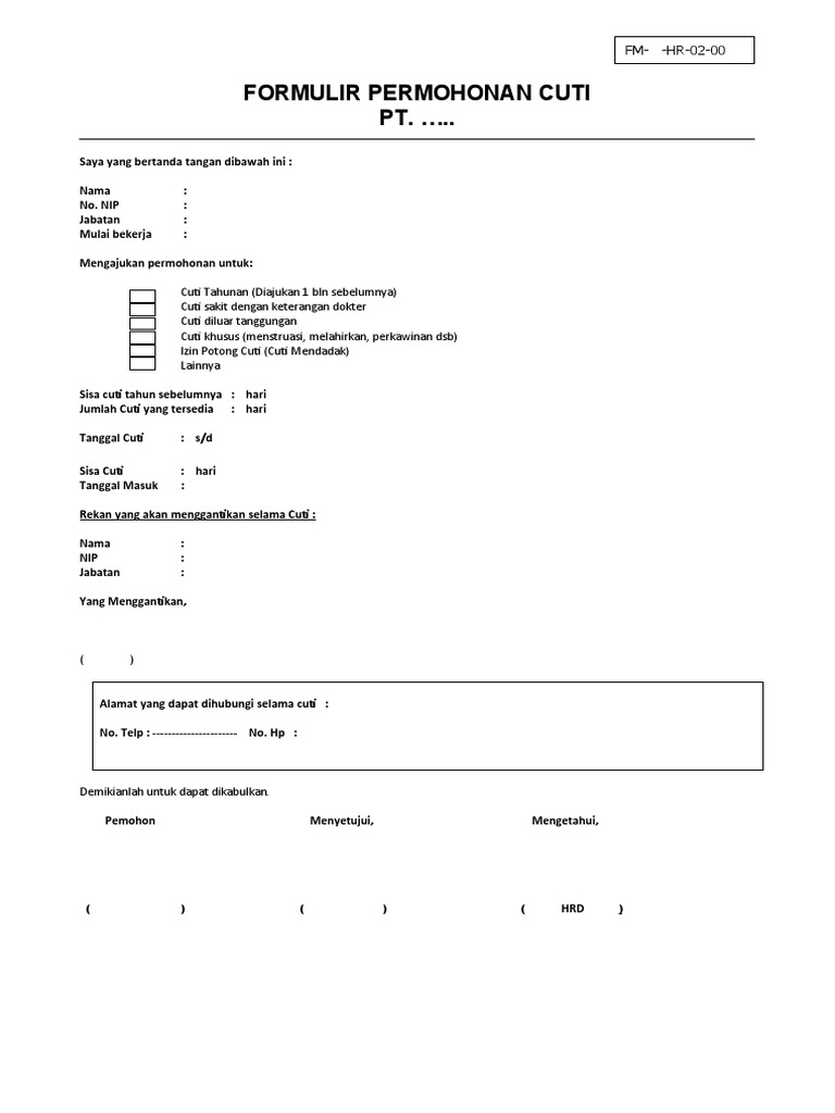 Form Cuti Karyawan | PDF