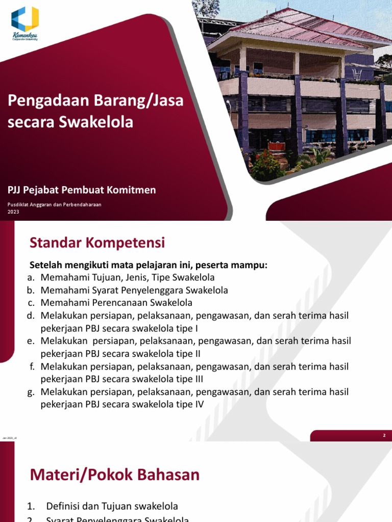 5 Pengadaan Barang Jasa Secara Swakelola - Jan2023 - V0 | PDF