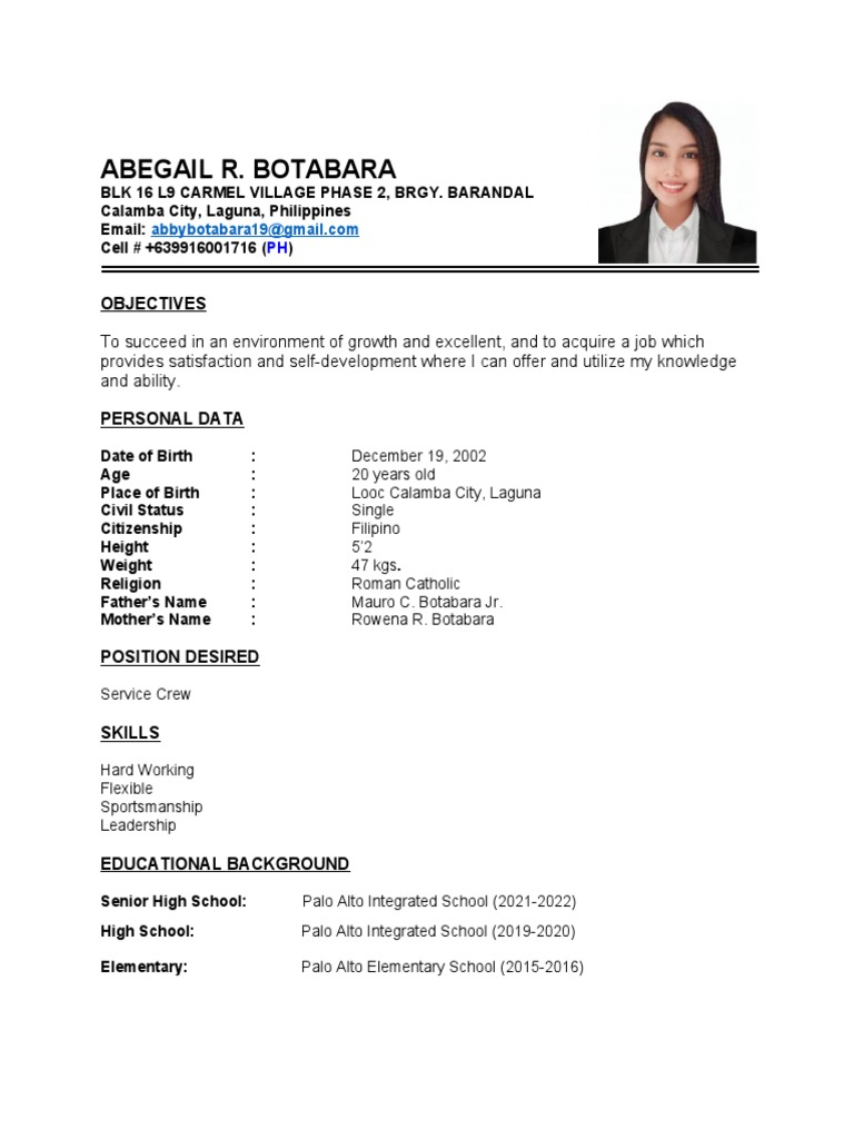Botabara, Abegail - Resume | PDF