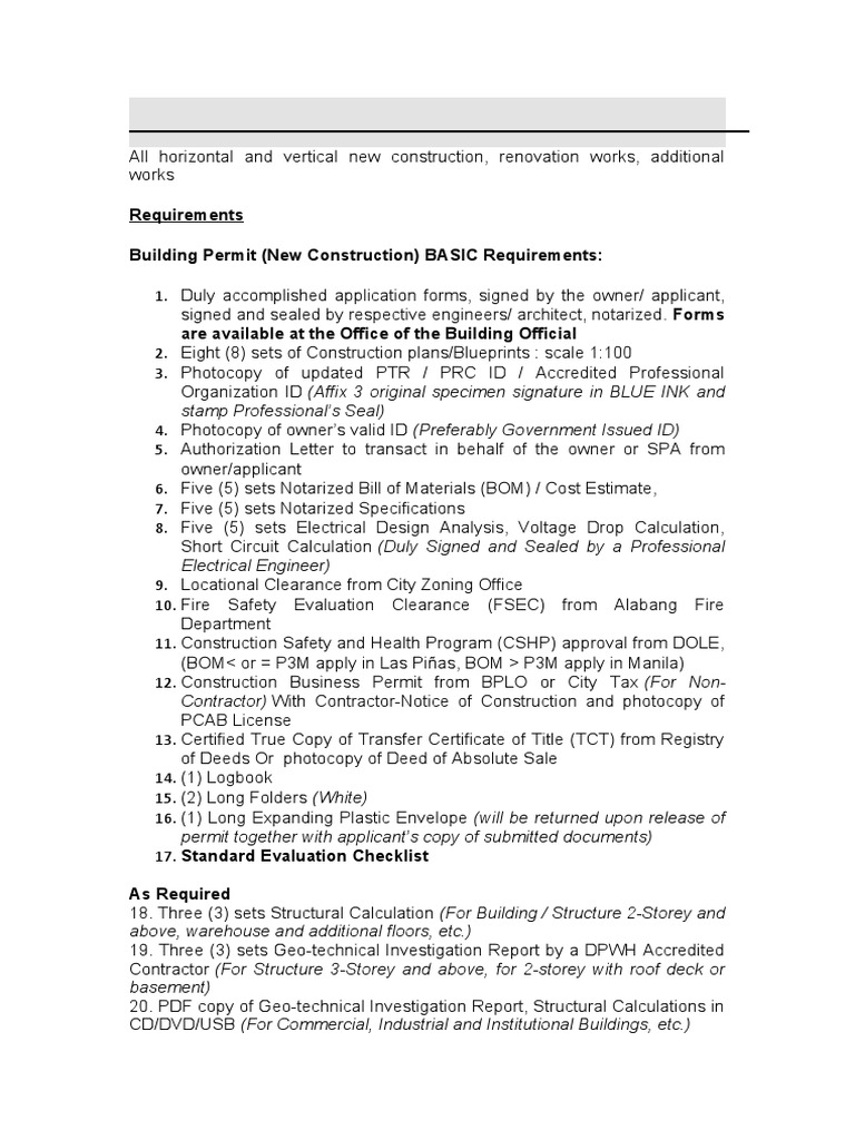 Building Permit Requirements | PDF | Notary Public | Engineer