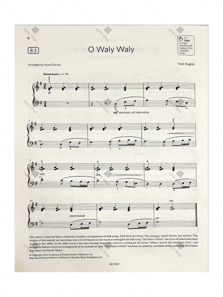 ABRSM - Grade2 - B3 - O Waly Waly | PDF