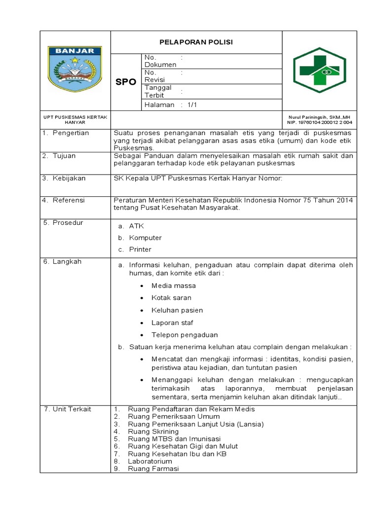 Sop Pelaporan POLISI | PDF