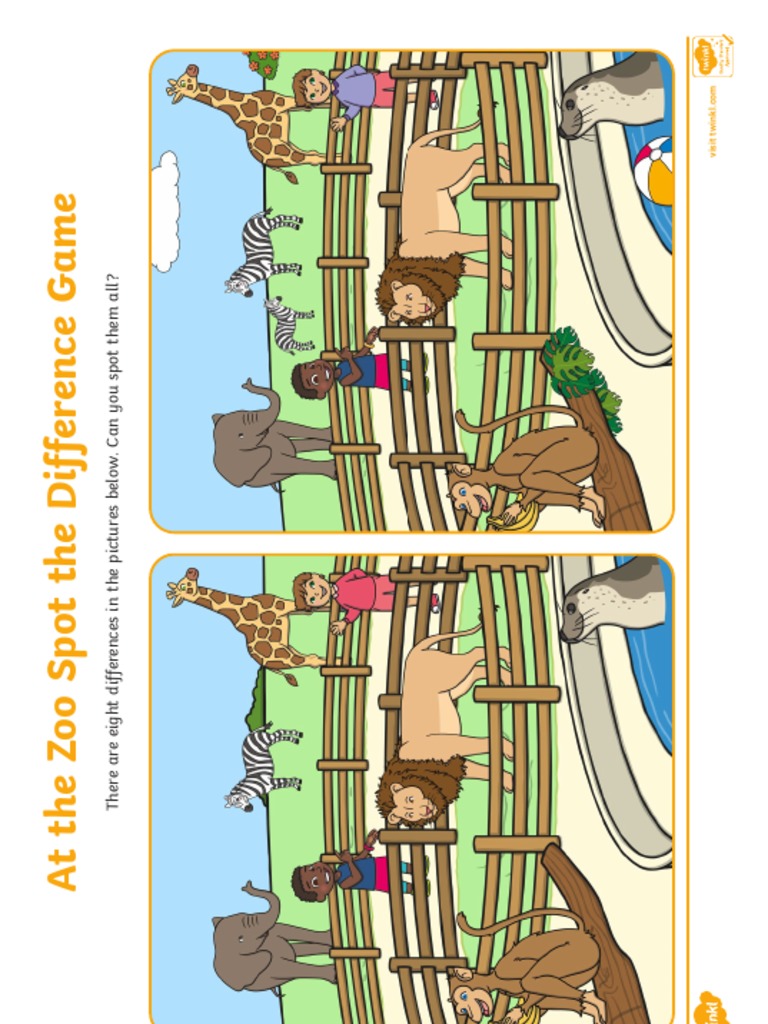 Zoo Spot the Difference Game | PDF