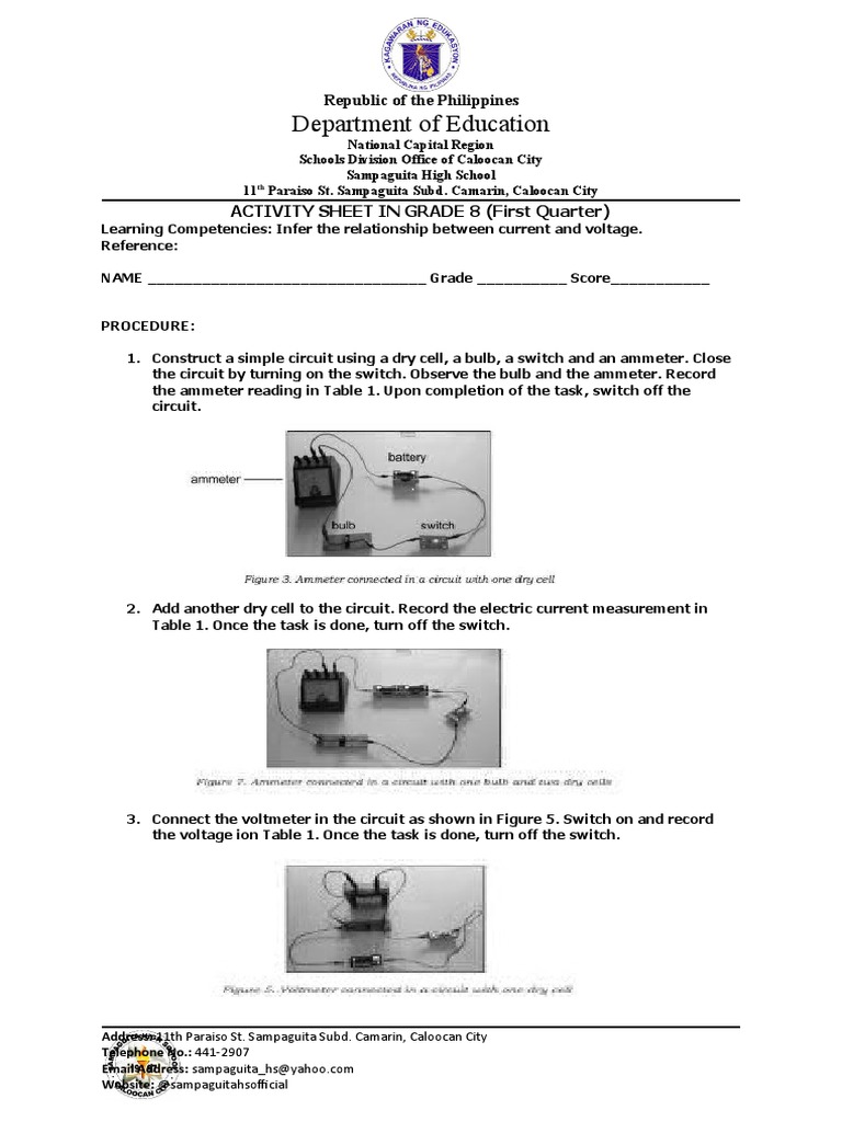 ACTIVITY SHEET IN GRADE 8 (First Quarter) | PDF