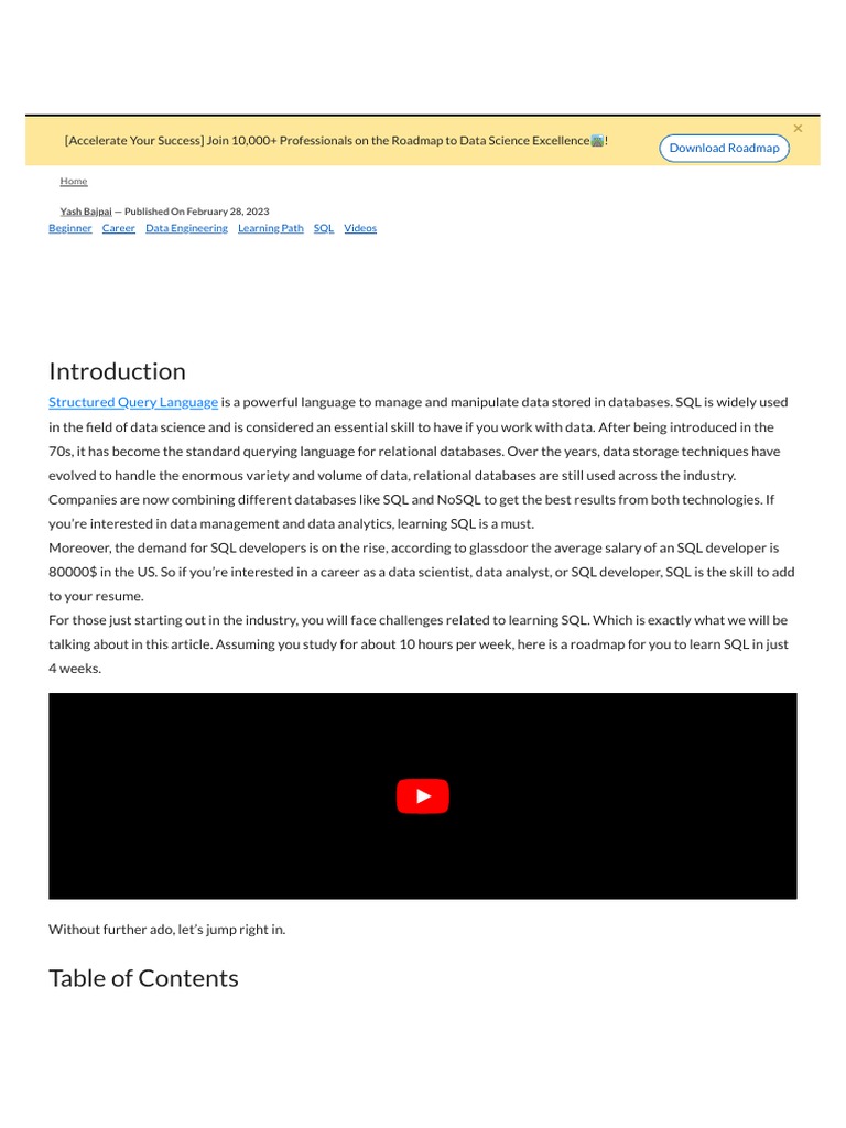 Sql Roadmap Pdf Databases Sql 