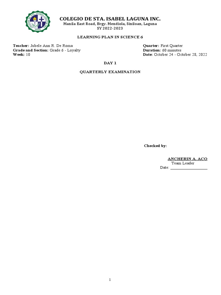 G6 Science LP W10 | PDF