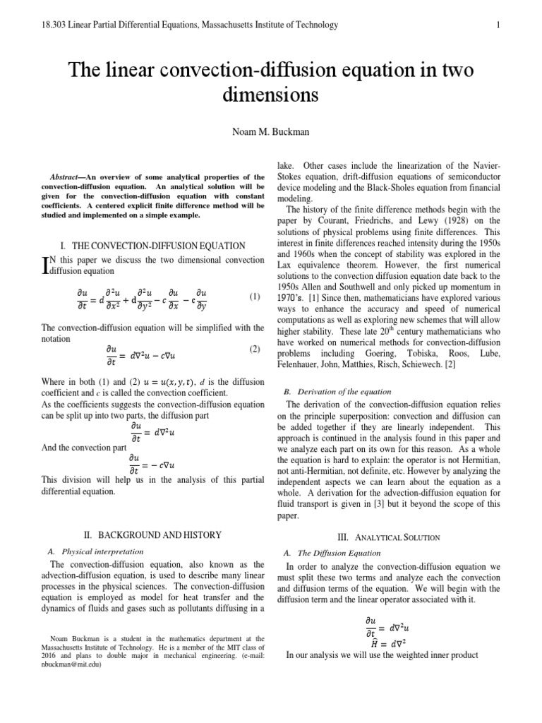 Convection Diffusion Paper PDF | PDF