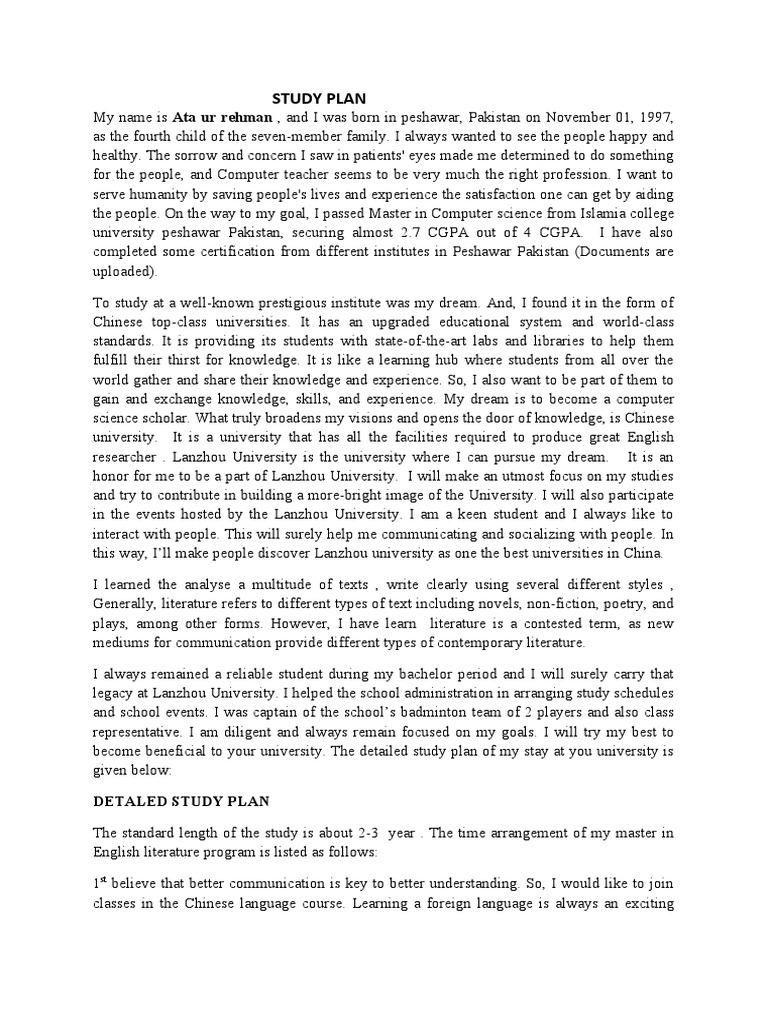 Study Plan For Master in China | PDF | Communication | Cognitive Science