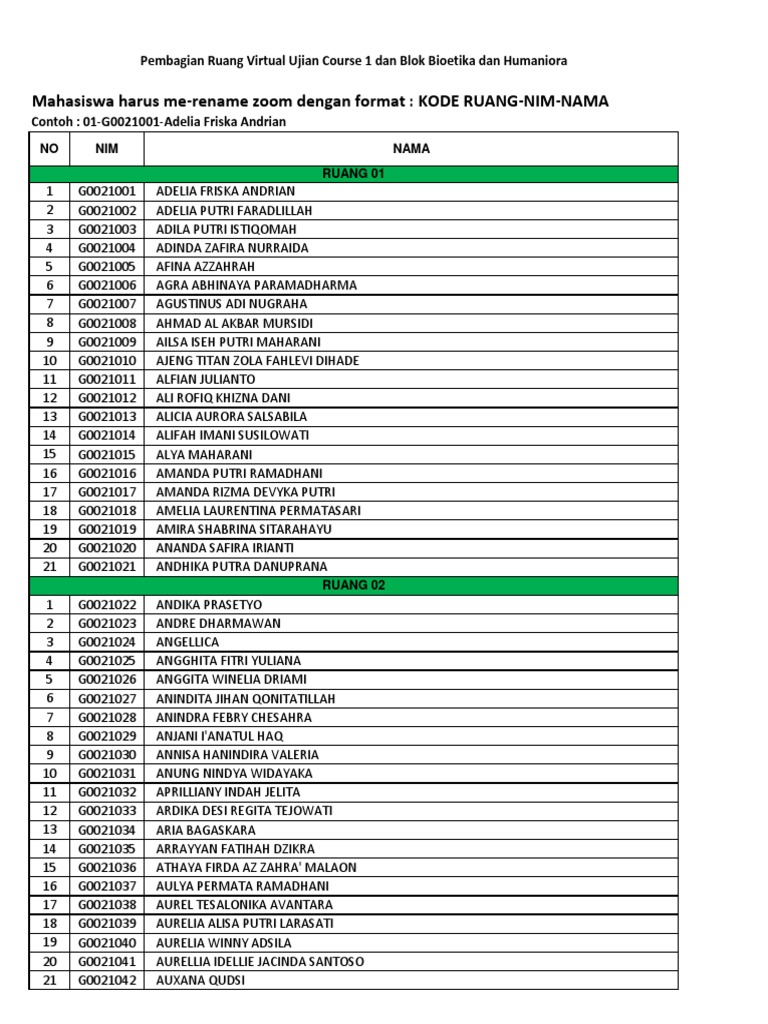 Panduan Rename Zoom Mahasiswa | PDF