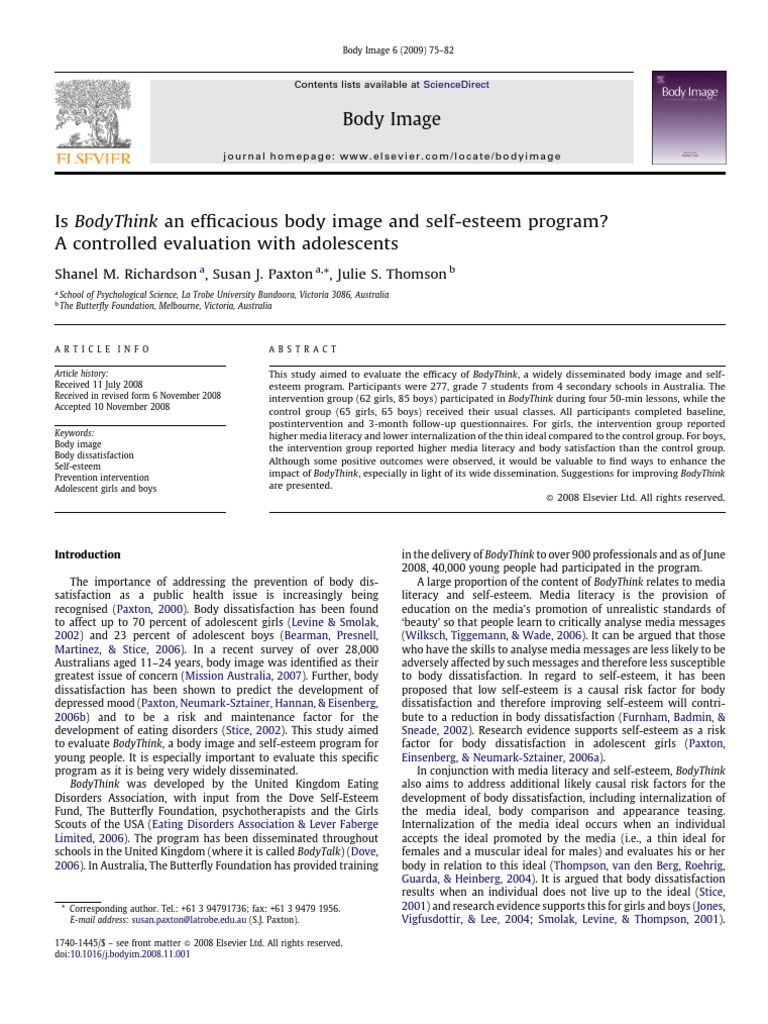 Richardson 2009 | PDF | Body Image | Self Esteem