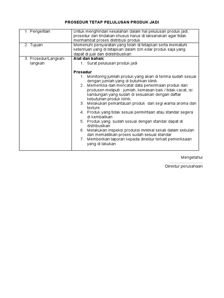 Prosedur Pelulusan Produk Dan Catatan | PDF | Bisnis