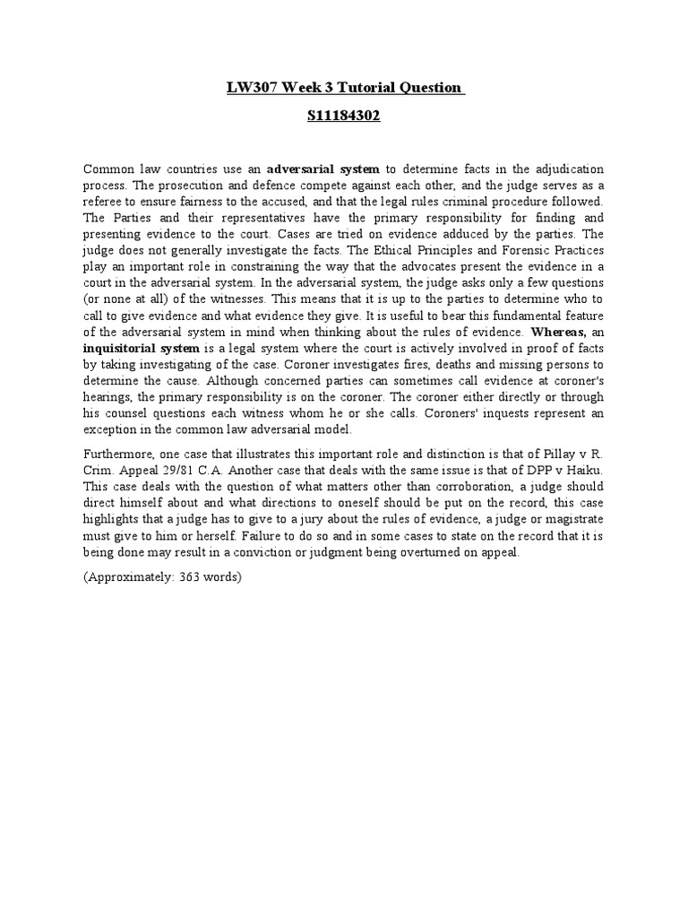 LW307 Week 3 Tutorial Solution | PDF